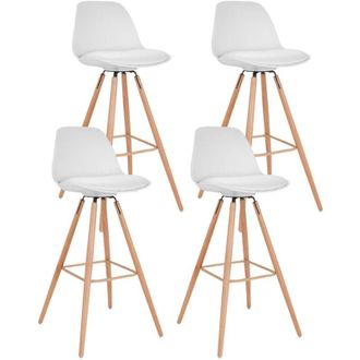 IDMarket Idmarket - Lot de 4 tabourets de bar sara blanc