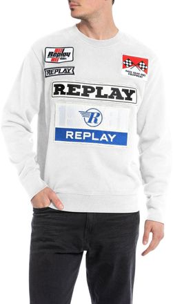 Replay Herren Sweatshirt Racing ohne Kapuze, Chalk 801 (Wei&szlig;), XL