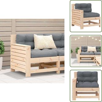 vidaXL Gartensofa mit Armlehne und Kissen Massivholz Kiefer - Gartensessel - Kiefernholzm&ouml;bel - Gartenm&ouml;bel - Lounge M&ouml;bel - Terrassenm&ouml;bel