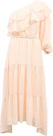 Maje robe mi-longue volantée à une épaule Racha - Tons neutres