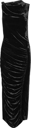 Rotate Rotate Birger Christensen, Femme, Robes, Noir, Taille: 42 FR Robe Midi en Velours Fronc&eacute;e