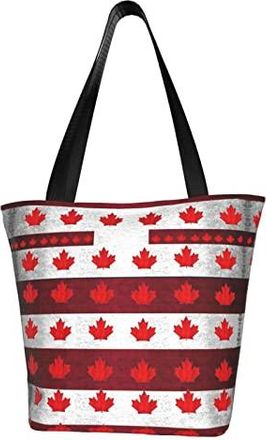 AOOEDM Drapeau canadien motif sac d&eacute;picerie r&eacute;utilisable sac &agrave; provisions d&eacute;contract&eacute; sac &agrave; bandouli&egrave;re sac &agrave; main pour hommes femmes ECO march&eacute; sac sac de p