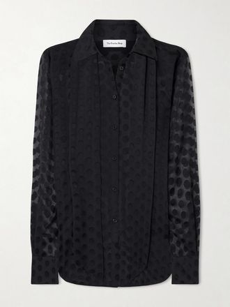 Frankie Shop Peri Hemd Aus Chiffon Mit Polka-dots Und Schluppe - Schwarz