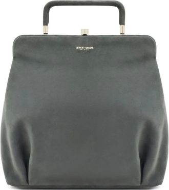 Giorgio Armani cabas Frame à logo - Gris