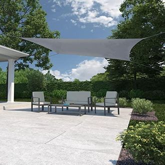 Coolaroo Fertiges Sonnensegel, 90% UV-Block, atmungsaktiv, für den Außenbereich, mit vormontierten Seilen, für Terrasse, Garten und saisonale Nutzung, 3,4 m x 