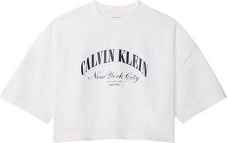 Calvin Klein T-shirt cropped imprim&eacute; en coton