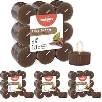Bolsius Bolsius - True Scents - 18 Duft theelichter - Oud Wood - Lange Brenndauer von 6 Stunden - Durchmesser 39 mm - Nat&uuml;rliche Extrakte - Enth&auml;lt Veganes Wa