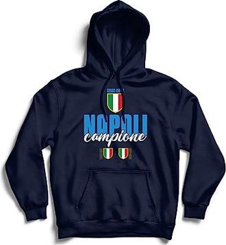 Generico Napoli Champion Italien Sweatshirt pour homme 2023 Football Stade Sport - Coupe avec capuche et poche centrale, bleu, S