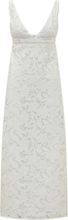 Michael Kors Femme, Robes, Blanc, Taille: 38 FR Robe Maxi en Dentelle Florale C&ocirc;tel&eacute;e