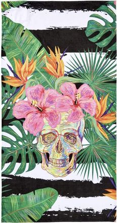 done. Strandtuch Case in 7 Designs 40% Baumwolle 60% Polyester Hamam Wellness Streifen schwarz-weiß Totenkopf Hibiskus 90 cm x 180 cm Summer Skull