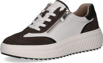 Caprice Caprice Damen Sneaker flach aus Leder mit Reißverschluss, Mehrfarbig (White/Grey), 36 EU