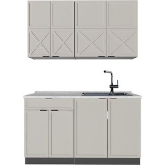 Vicco Singleküche Fame-Line, GrauBeige/Anthrazit, 140 cm ohne Arbeitsplatte, Vicco