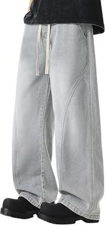 Generic Jean Homme Regular Pantalon Jeans Jeans Homme &agrave; Coupe Loose avec Taille &Eacute;lastique et Design Ample pour Un Confort Maximum