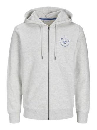 Jack & Jones JJSIMON Sweat &agrave; Capuche zipp&eacute;, Blanc-Gris, L