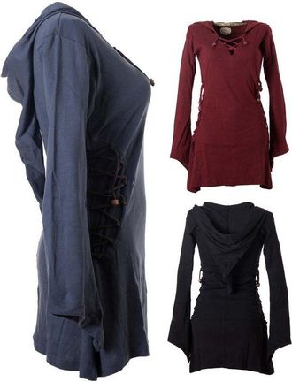 vishes Zipfelkleid Elfenkleid mit Zipfelkapuze B&auml;ndern zum Schn&uuml;ren Ethno, Hoody, Gothik Style