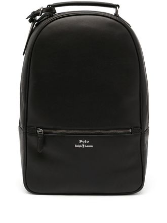 Polo Ralph Lauren Rucksack aus glattem Leder - Schwarz