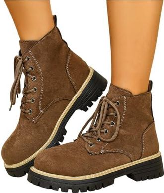 Generic Bottines de marche pour femme - L&eacute;g&egrave;res et antid&eacute;rapantes - Chaussures de trekking &agrave; lacets - Style d&eacute;contract&eacute; - Vintage - Combat militaire, a01, 18 