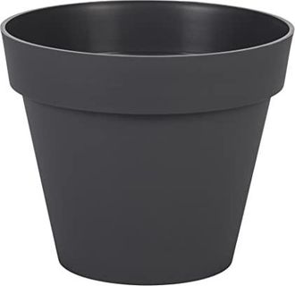 Eda Blumentopf rund Toskana, Ø 20 cm - Volumen 3 l - Ø 20 x H 17 cm - Anthrazitgrau