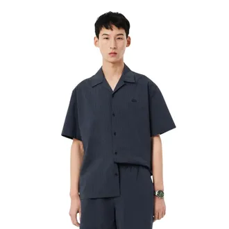 Lacoste Homme, Chemises, Noir, Taille: S Chemise Seersucker Coupe Relax