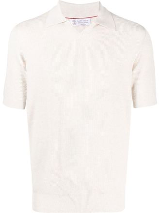 Brunello Cucinelli polo en maille nervur&eacute;e - Tons neutres