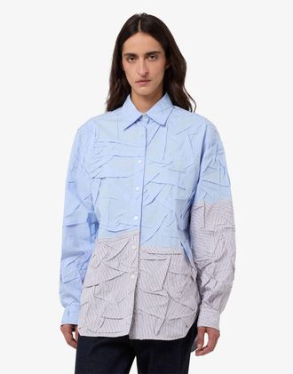 Moschino Chemise en popeline de coton stretch - Bleu