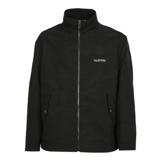 Valentino Schwarze Jacke mit gesticktem Logo - - Jackets - Herren - Schwarzk - L