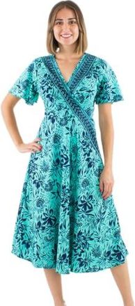 Coline Robe mi Longue Encolure Cache Coeur - Couleur : Petrole - Taille : L/XL