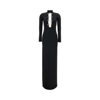 Elisabetta Franchi Viskose Strickkleid mit Schmuckmanschettenkn&ouml;pfen - - Dresses - Damen - Schwarzk - XS