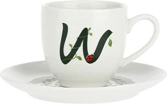 La Porcellana Bianca PORCELLANA Solotua Kaffeetasse mit Untertasse Buchstabe W 85 ml in Geschenkbox