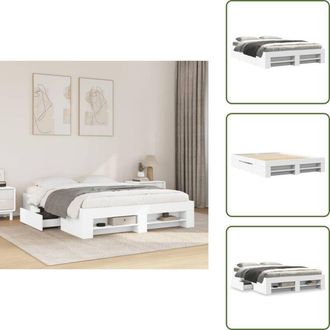 vidaXL Bettgestell Wei&szlig; 150x200 cm Holzwerkstoff - Bettgestell - Bettgestelle - Bettrahmen - Bett