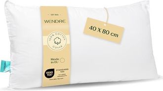 Wendre Oreiller Respirant Sleep 40x80 cm - Doux, 100% Coton Housse en Percale, Lavable - Oreiller Luxueux et Confortable pour Le Lit - Durable, Anallergique,