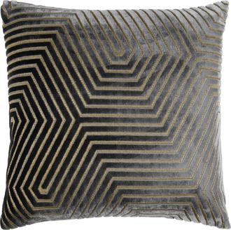 Riva Paoletti evozes geometrische Samtkissenbedeckung, Charcoal, Holzkohle