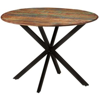 vidaXL Vidaxl - Table &agrave; d&icirc;ner &Oslash;110x78 cm Bois de r&eacute;cup&eacute;ration massif et acier