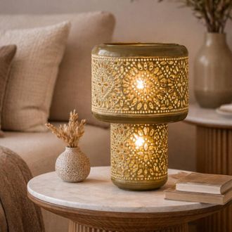 Millumine Lampe &agrave; poser m&eacute;tal &eacute;maill&eacute; kaki Nora