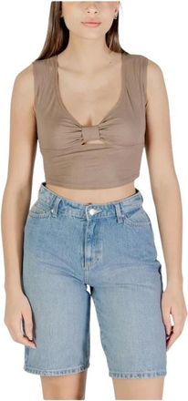 Only Only, Femme, Tops, Brun, Taille: 36 FR Viscose Sleeveless Draped Top