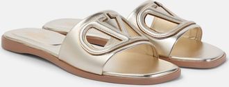 Valentino Garavani Pantoletten VLogo Signature aus Metallic-Leder