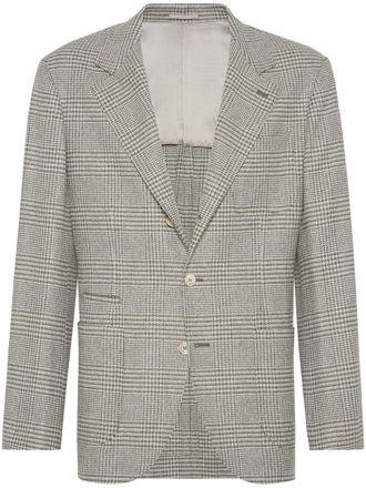 Brunello Cucinelli blazer boutonné à carreaux - Vert