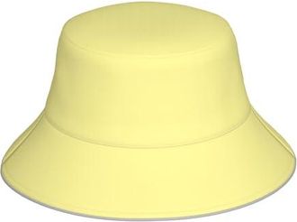 Generic Chapeau De Seau Unisexe Image Blanc Jaun&acirc;tre Chapeau De Plage Mode Pliable Bonnet De Soleil, pour La Randonn&eacute;e, De P&ecirc;che, Plage, 56-58cm