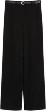 Max Mara Femme, Pantalons, Noir, Taille: 40 FR Pantalon Large Cady avec Ceinture