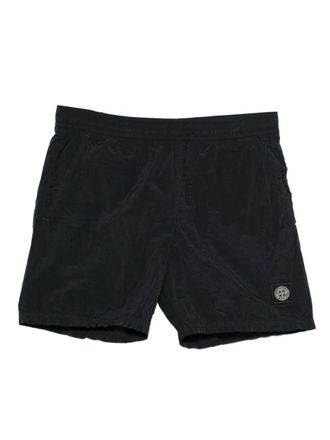 Stone Island logo-patch swim shorts - Tons neutres