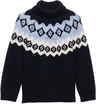 Prada pull en maille intarsia en cachemire - Bleu