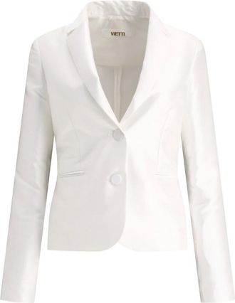 F.it Femme, Vestes, Blanc, Taille: 38 FR Blazer Croisé en Satin
