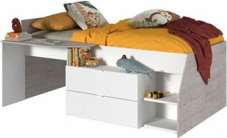 Parisot Lit combiné enfant contemporain kim - gris loft et blanc - l 90 x l 190 ou 200 cm