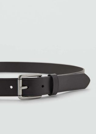 Mango Ceinture en cuir &agrave; boucle carr&eacute;e marron - Homme - 100 - MANGO MAN