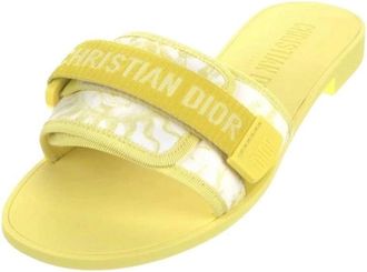 Dior Yellow Flat Beach Sandals Size 39
