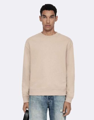 AllSaints River col rond taupe blanc