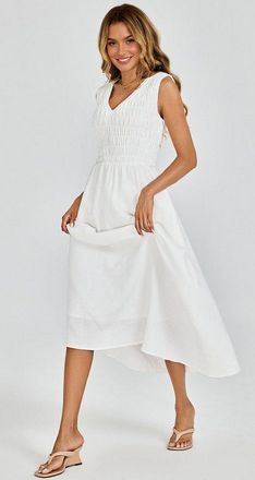 FS Collection Midikleid Damen Midikleid Sommerkleid Freizeitkleid &Auml;rmelloses Baumwollkleid (XS (EU:36 / UK:8) &middot; S (EU:38 / UK:10) &middot; M (EU:40 / UK:12) &middot; L (EU:42 / U