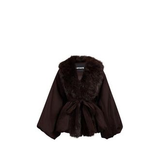 Rotate Veste ceintur&eacute;e &agrave; col effet fourrure