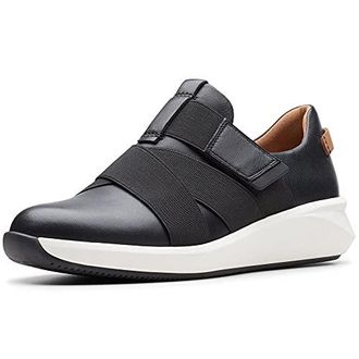 Clarks Un Rio Strap, Sneakers Basses Fille, Noir (Black Leather Black Leather), 35.5 EU