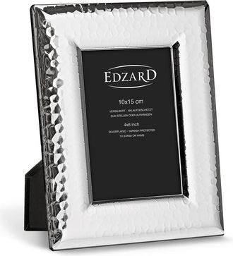 Edzard Bilderrahmen Positano gehämmert für Foto 10 x 15 cm, edel versilbert, anlaufgeschützt, Samtrücken, mit 2 Aufhängern, Fotorahmen zum Stellen oder Hänge